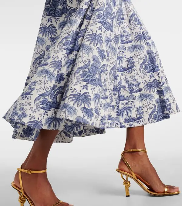 Staud Wells Printed Cotton Poplin Midi Dress