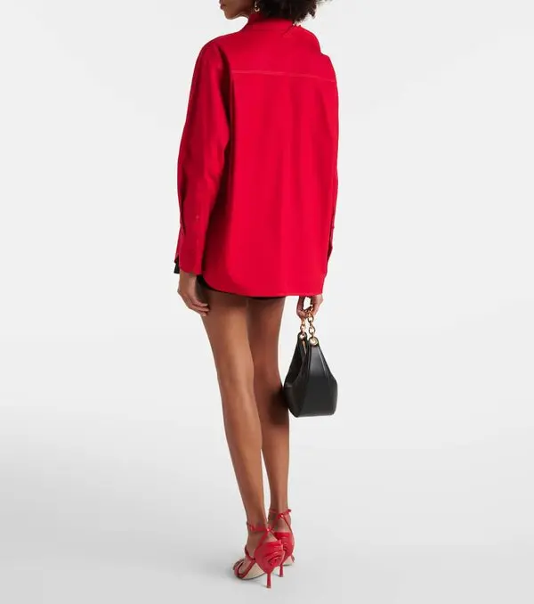 Valentino Garavani Oversized Cotton Shirt With Floral Appliqu