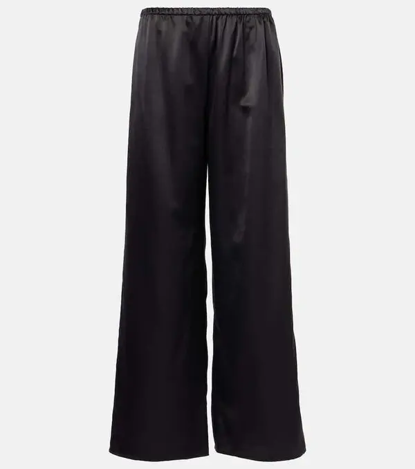 Asceno Austin Silk And Wool Wide-leg Pants - Black