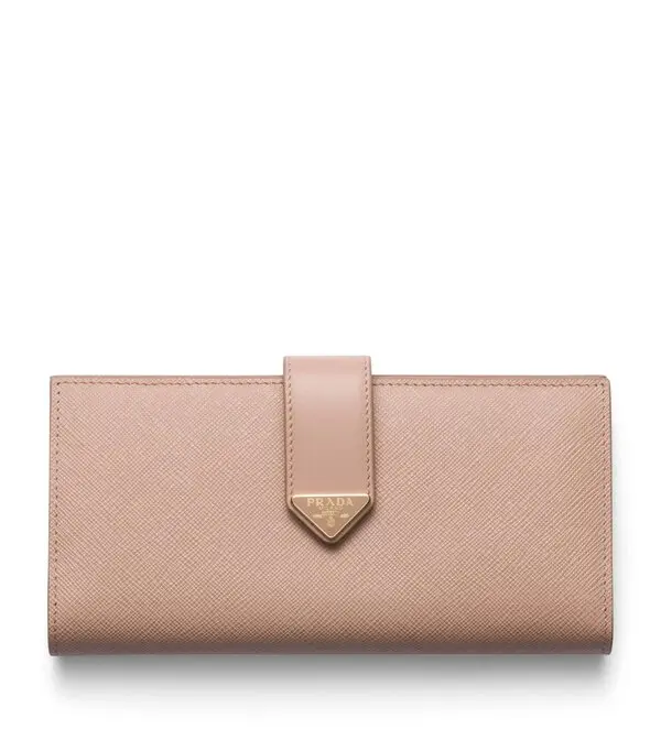Prada Large Saffiano Leather Bifold Wallet - Nude