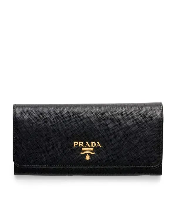 Prada Large Saffiano Leather Wallet - Black