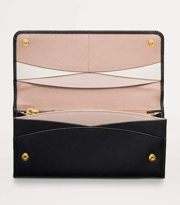 Prada Large Saffiano Leather Wallet - Black