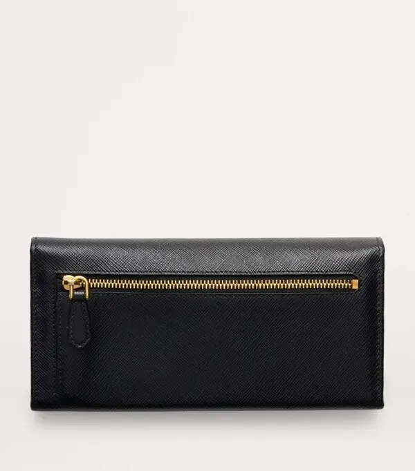 Prada Large Saffiano Leather Wallet - Black