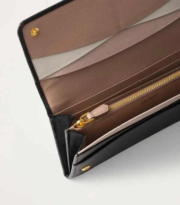 Prada Large Saffiano Leather Wallet - Black