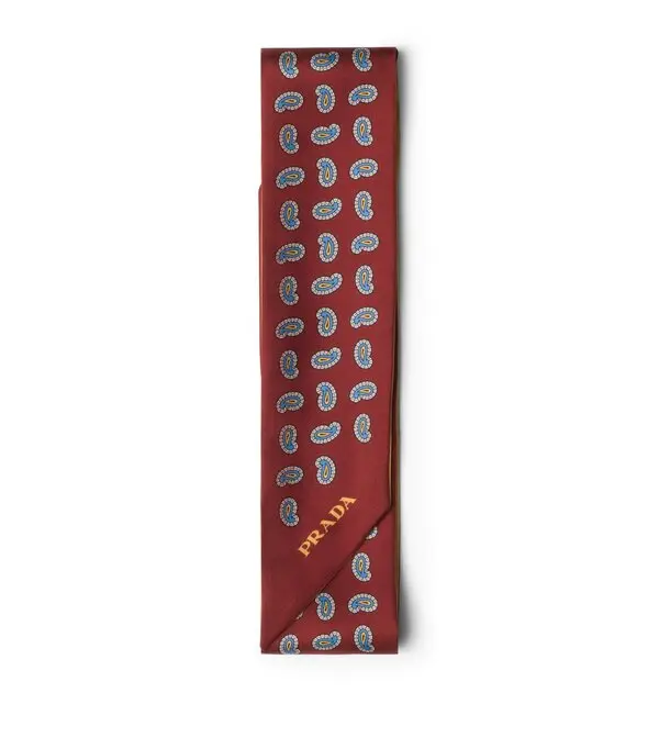Prada Silk Paisley Skinny Scarf