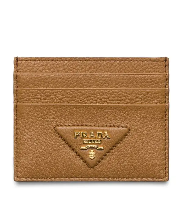 Prada Leather Card Holder - Brown