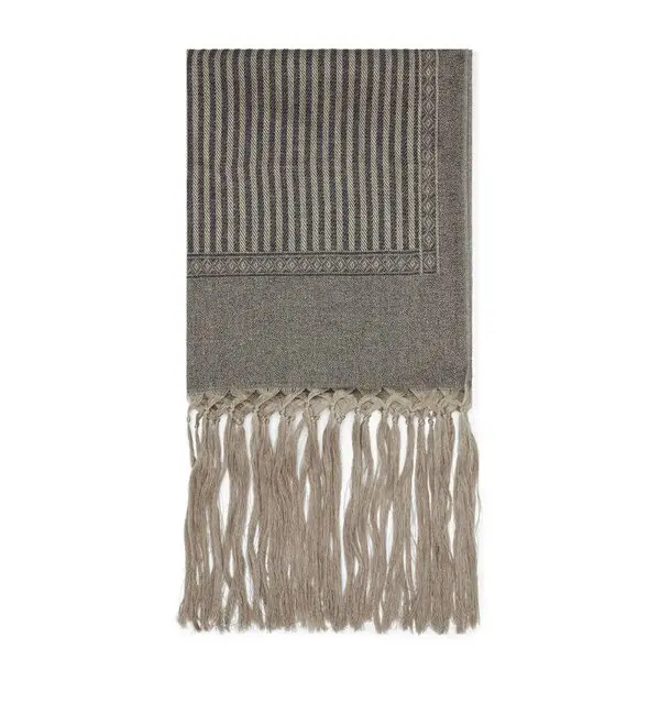 Brunello Cucinelli Fringed Chevron Beach Towel - Grey