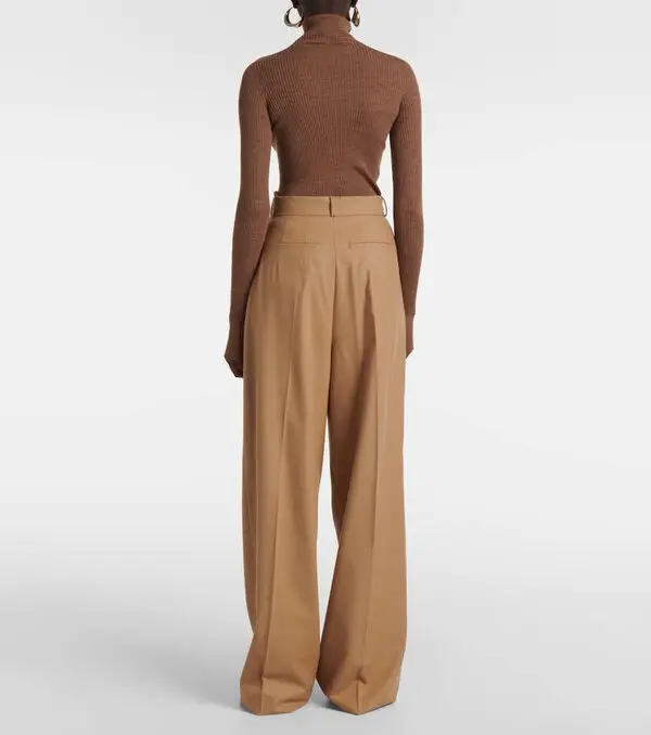 Sportmax Kiens12 Wide-leg Wool-blend Pants - Beige