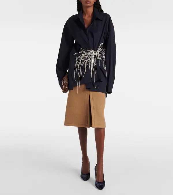 Dries Van Noten Wool Midi Skirt