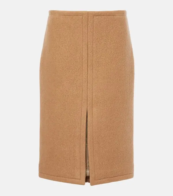 Dries Van Noten Wool Midi Skirt - Beige