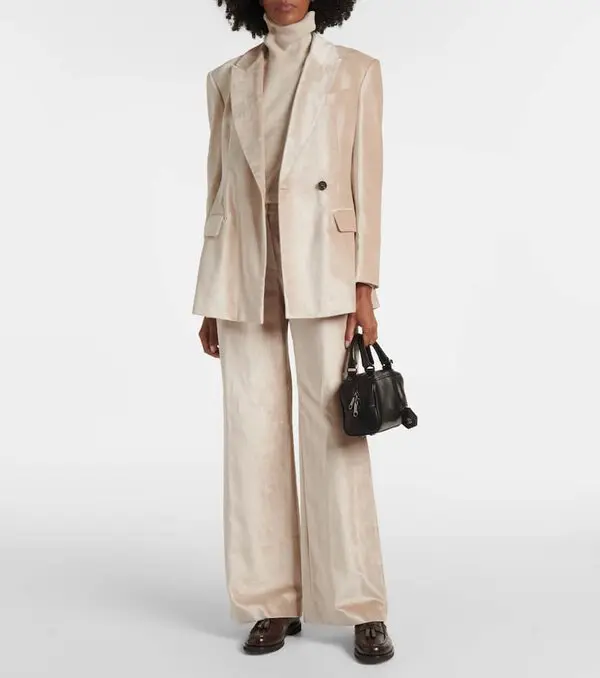 Brunello Cucinelli Cotton-blend Velvet Blazer - Beige
