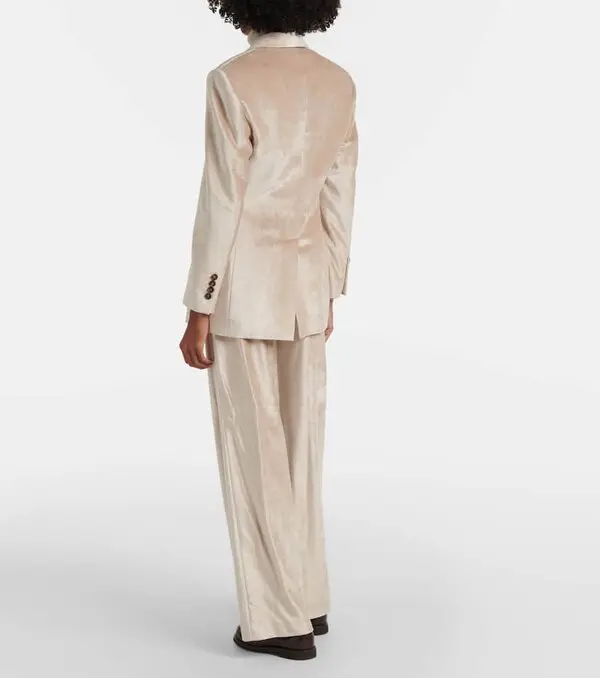 Brunello Cucinelli Cotton-blend Velvet Blazer - Beige
