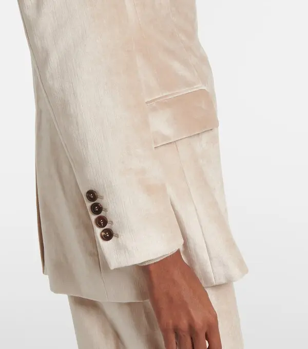 Brunello Cucinelli Cotton-blend Velvet Blazer - Beige