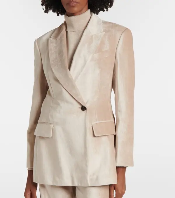 Brunello Cucinelli Cotton-blend Velvet Blazer - Beige