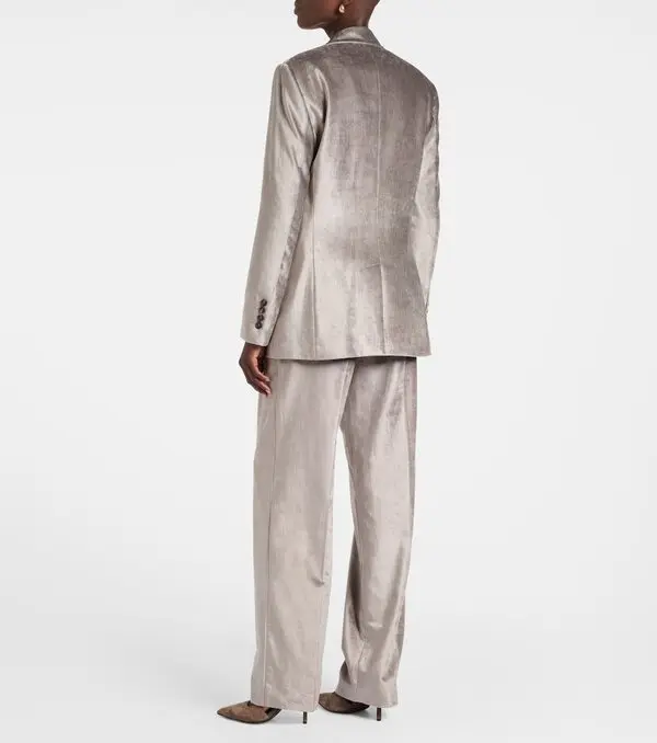 Brunello Cucinelli Cotton-blend Velvet Blazer - Grey
