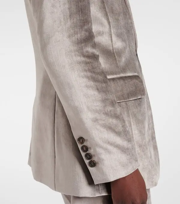 Brunello Cucinelli Cotton-blend Velvet Blazer - Grey