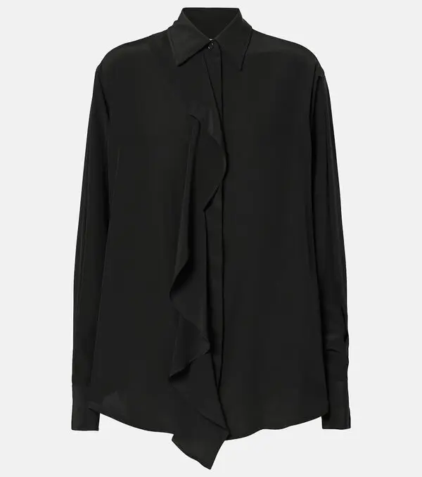 Victoria Beckham Ruffled Silk Blouse - Black
