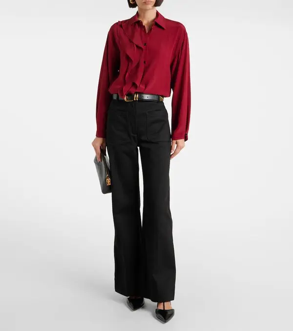 Victoria Beckham Ruffled Silk Blouse - Red