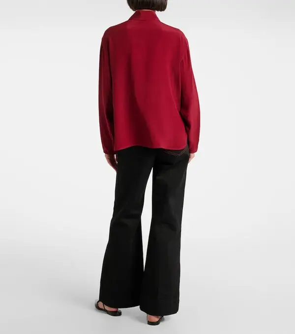 Victoria Beckham Ruffled Silk Blouse - Red
