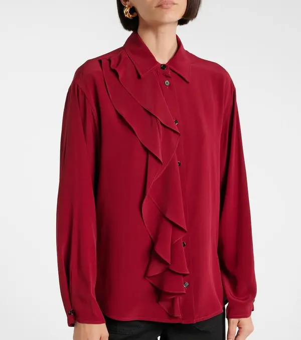 Victoria Beckham Ruffled Silk Blouse - Red