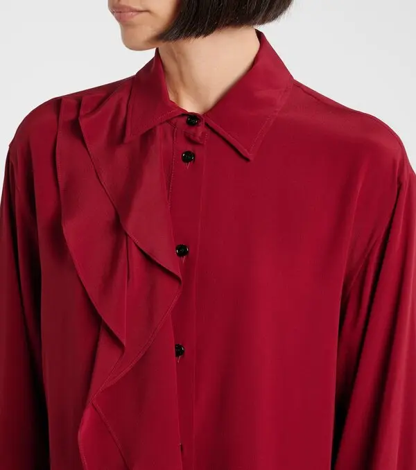 Victoria Beckham Ruffled Silk Blouse - Red