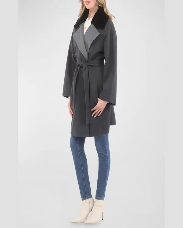 Gorski Reversible Belted Wool Coat With Detachable Shearling