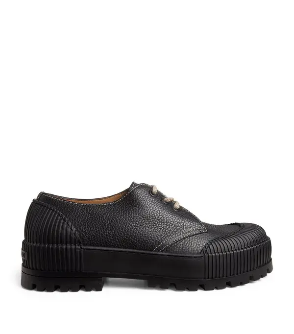 Emporio Armani Leather Derby Shoes - Black | Editorialist display picture 2