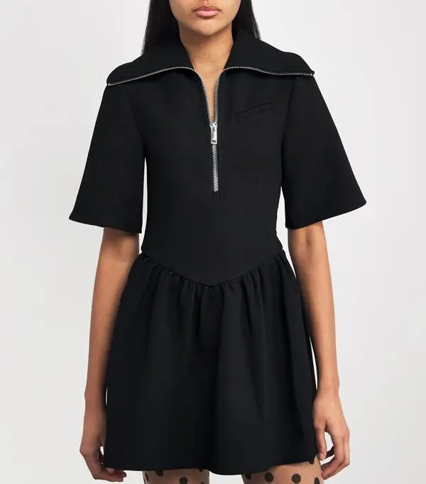 ganni bonded crepe mini dress Ganni Crepe Sable Mini Dress in Black