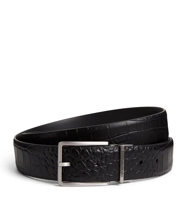 Emporio Armani Reversible Leather Belt - Black