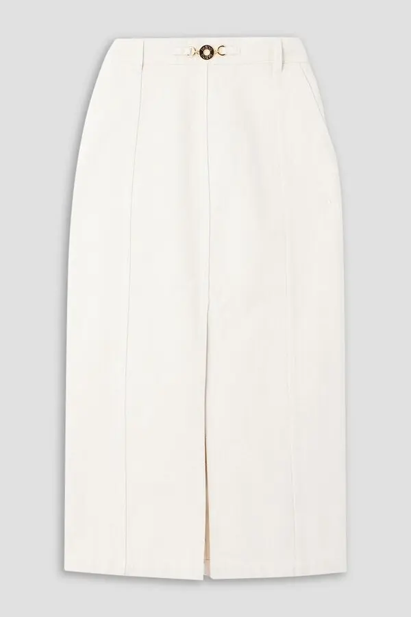 PATOU Embellished Cotton-twill Midi Skirt