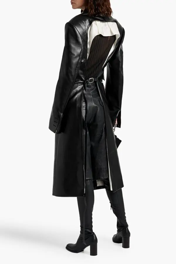 peter do トレンチコート Peter Do Openback Faux Leather Coat In Black - 60% Off | Editorialist