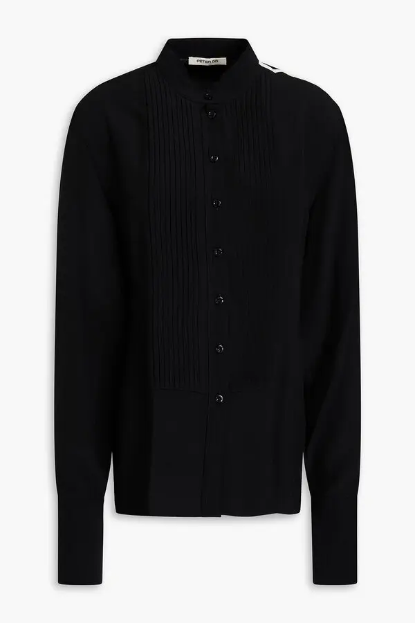 PETER DO Pintucked Silk Crepe De Chine Shirt