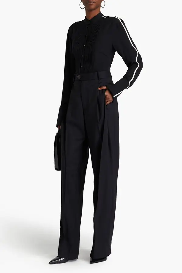 PETER DO Pintucked Silk Crepe De Chine Shirt