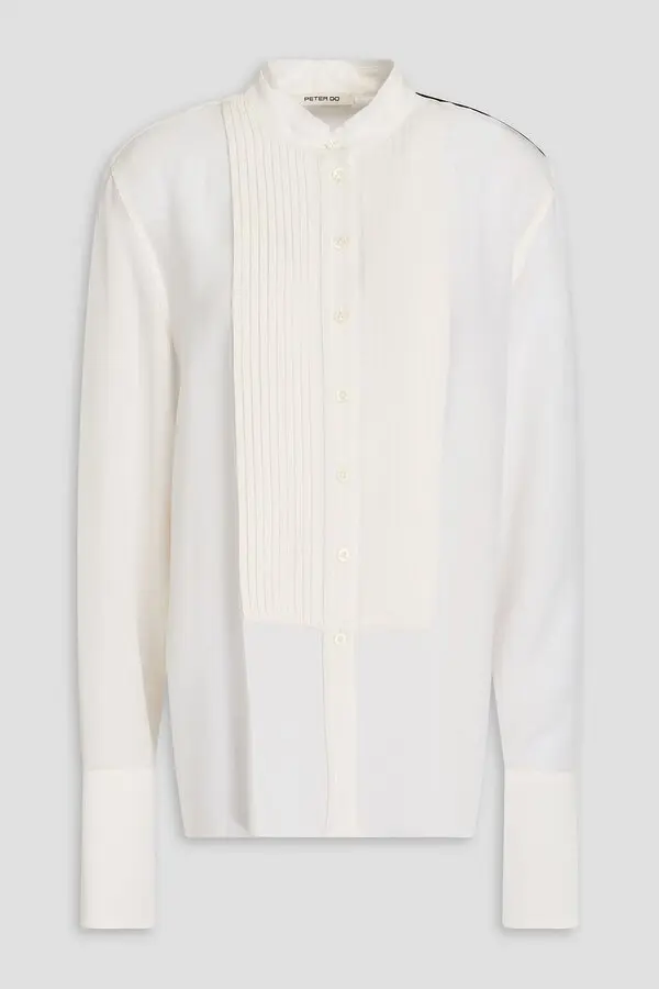 PETER DO Pintucked Silk Crepe De Chine Shirt