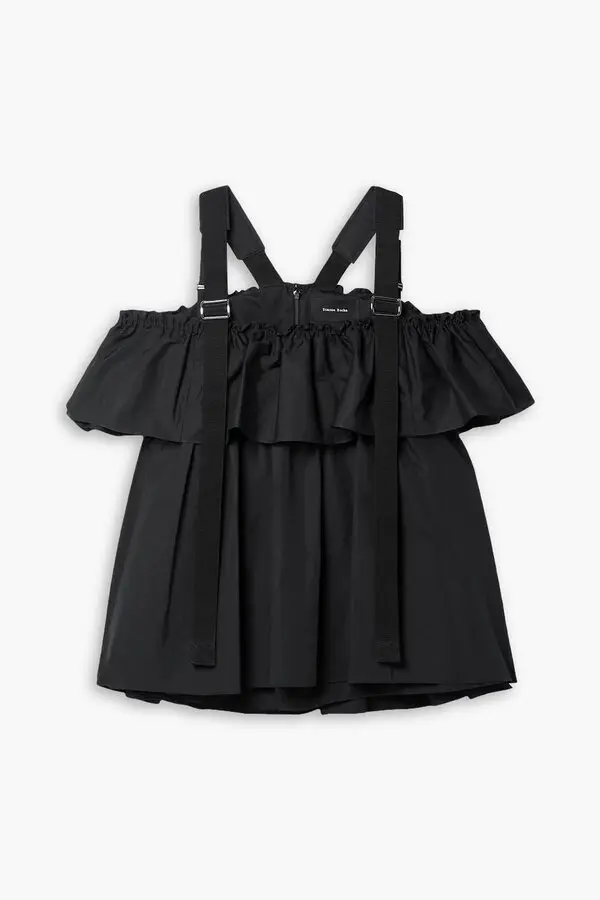 Simone Rocha Coldshoulder Ruffled Cottonpoplin Blouse