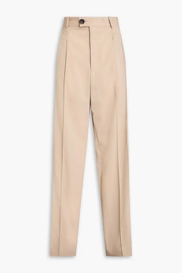 PETER DO Pleated Wool-blend Twill Pants - Beige