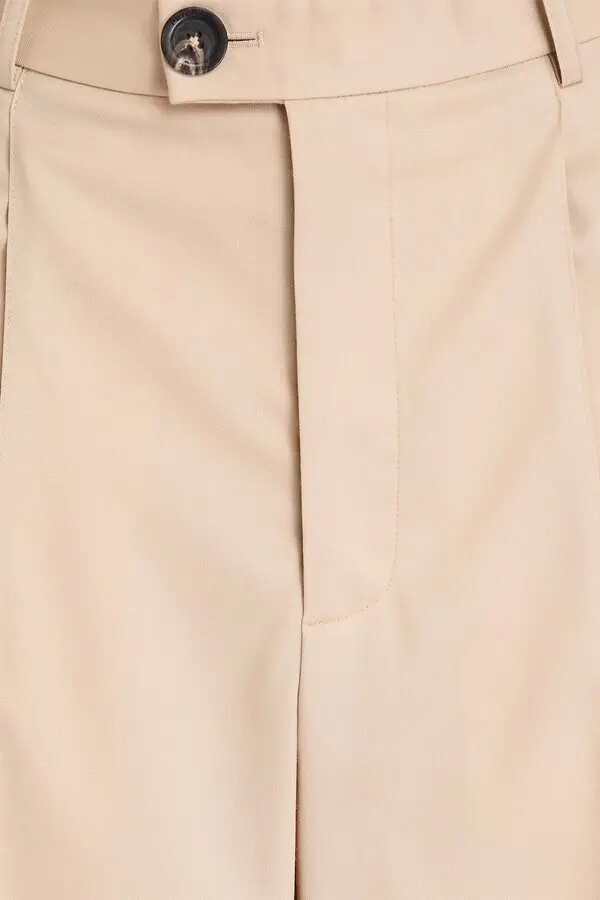 PETER DO Pleated Wool-blend Twill Pants - Beige