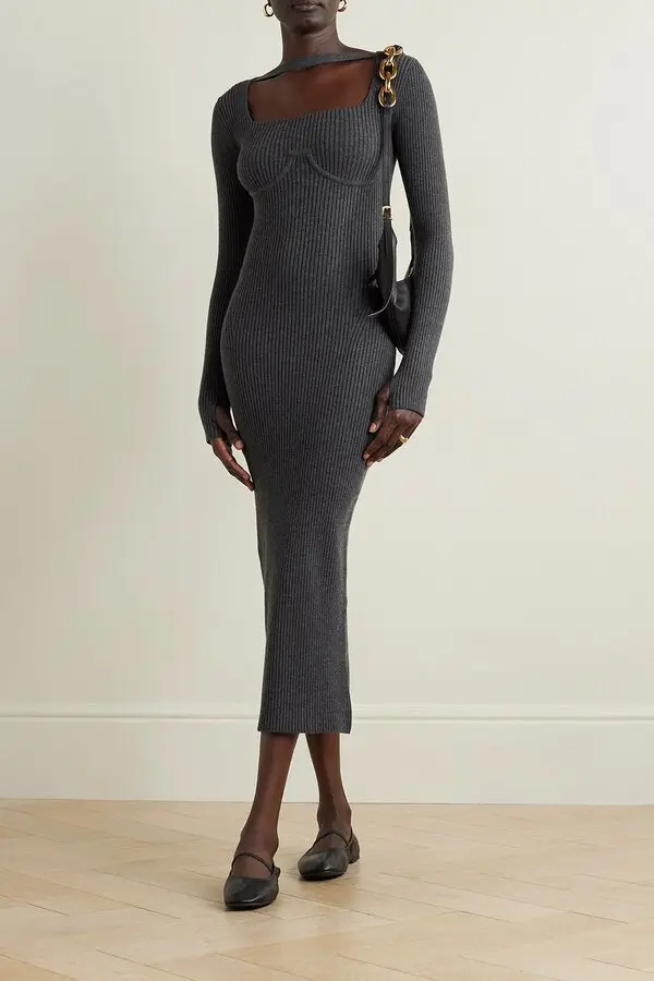 PATOU Ribbed Wool-blend Maxi Dress