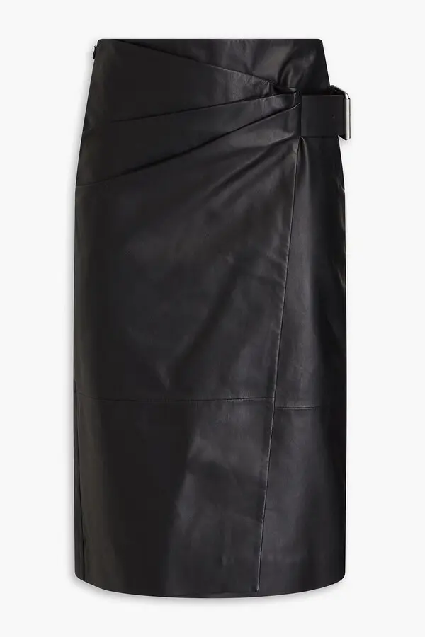 Acne Studios Pleated Leather Wrap Skirt