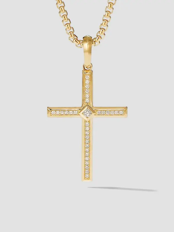 David Yurman Modern Renaissance Cross Pendant In 18k Yellow Gold - Diamond