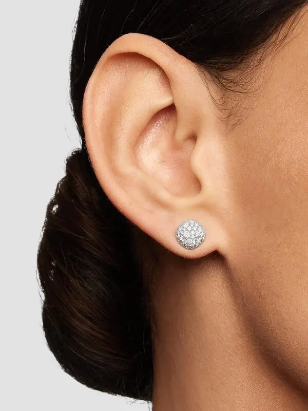 David Yurman Cushion Stud Earrings In 18k White Gold - Diamond