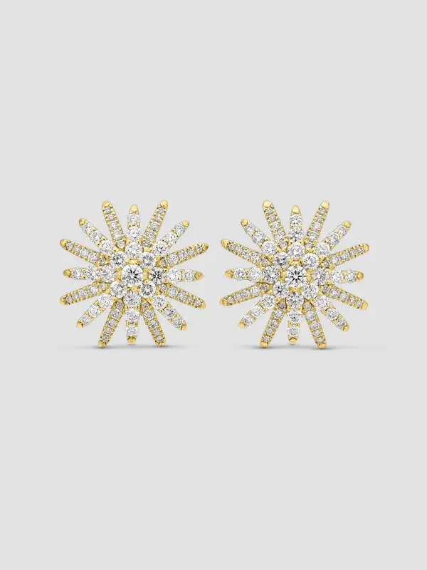 David Yurman Starburst Stud Earrings In 18k Yellow Gold With Diamonds, 19mm - Diamond