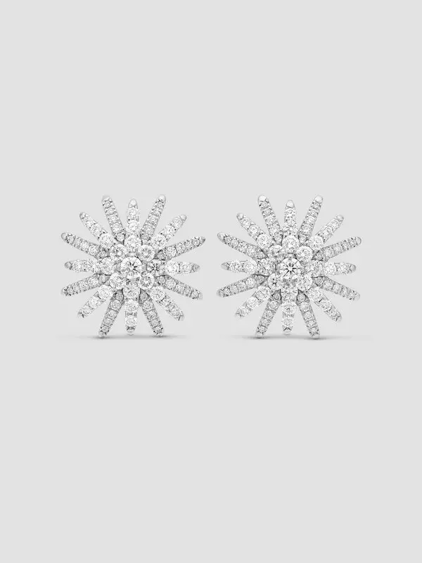 David Yurman Starburst Stud Earrings In 18k White Gold With Diamonds, 19mm - Diamond