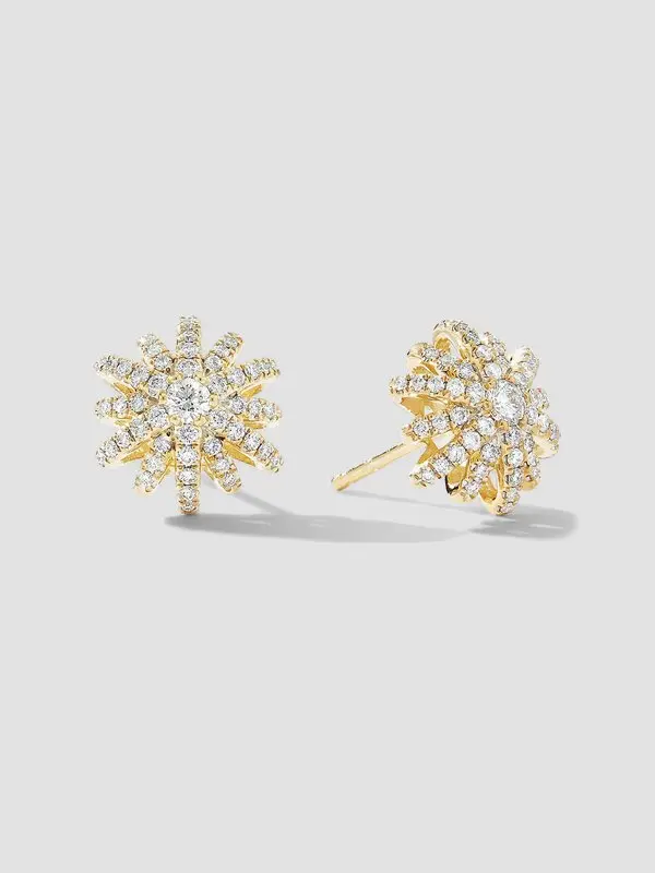 David Yurman Starburst Stud Earrings In 18k Yellow Gold With Diamonds, 11.7mm - Diamond