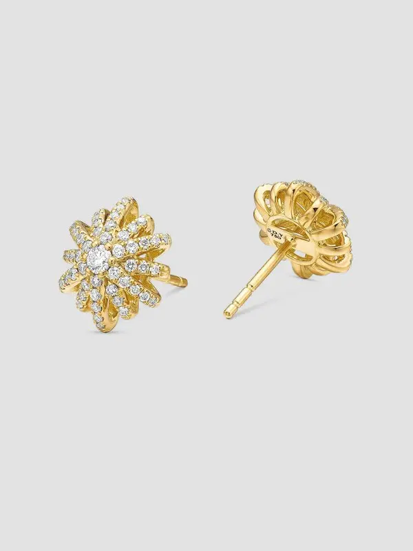 David Yurman Starburst Stud Earrings In 18k Yellow Gold With Diamonds, 11.7mm - Diamond