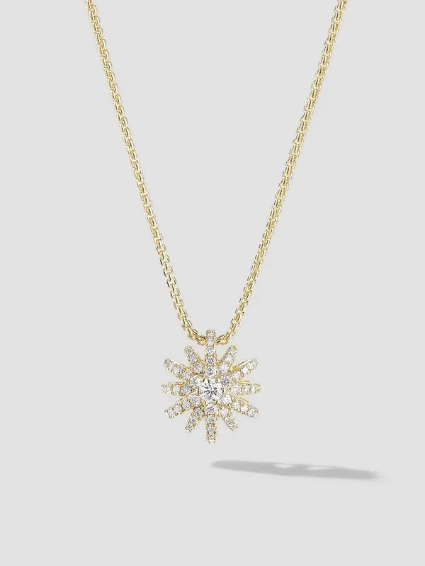 David Yurman Starburst Pendant Necklace In 18k Yellow Gold With Diamonds, 11mm - Diamond