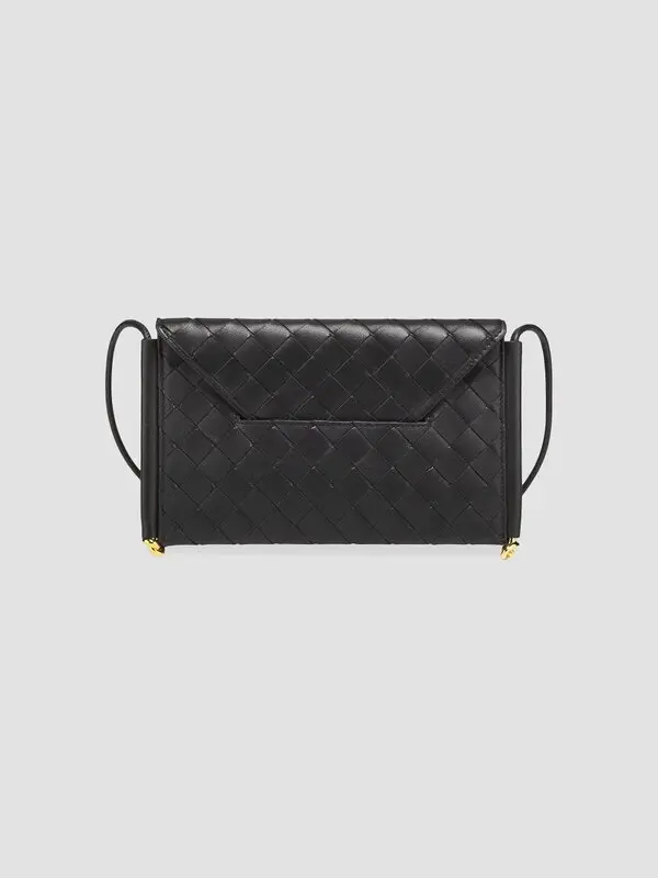 Bottega Veneta Intrecciato Leather Envelope Wallet-on-chain Bag - Black