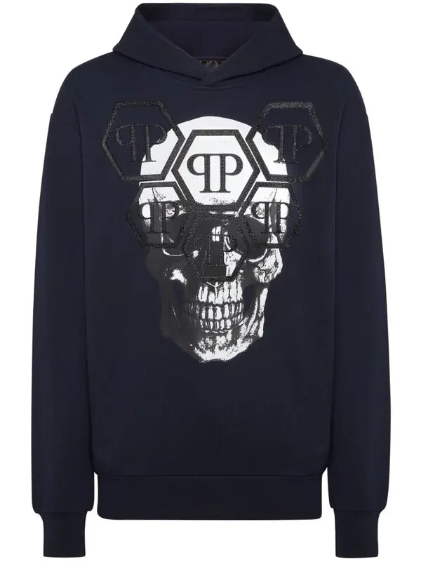 Philipp Plein Skull Long-sleeve Hoodie - Blue