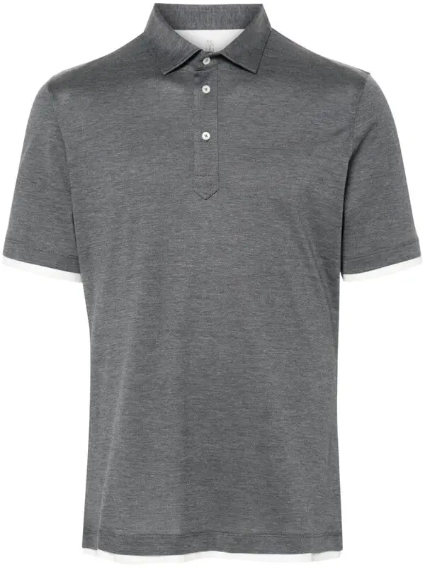 Brunello Cucinelli Layered-effect Polo Shirt - Grey