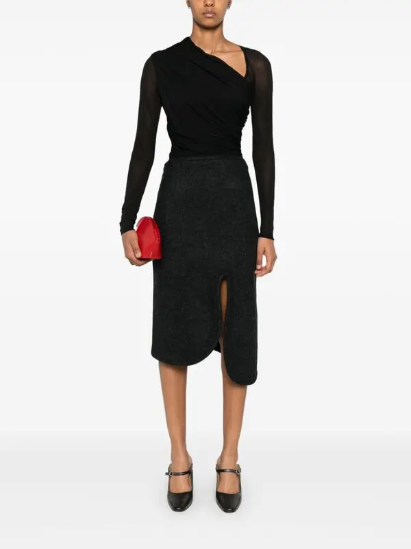 Victoria Beckham Padded-trim Midi Skirt - Grey